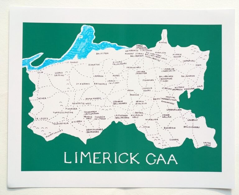 County Limerick map | GAA clubs version, 10in x 8in print – The Wee Shed